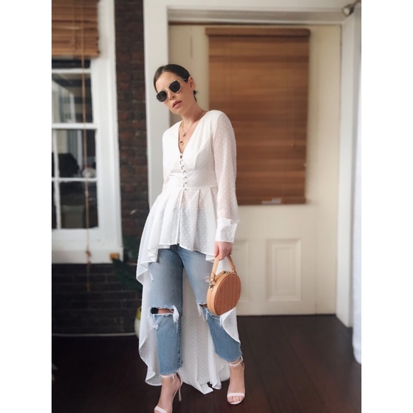 Tops | 1st Date White High Low Duster Top | Poshmark